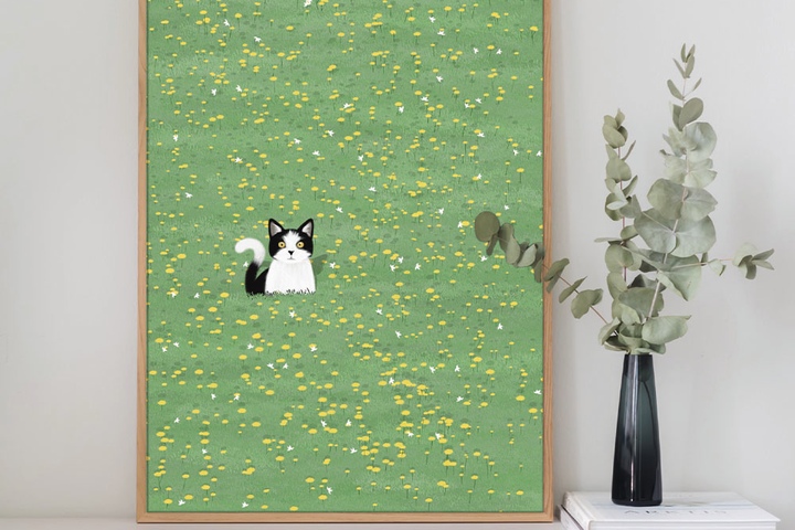 그림·사진 10 쿠폰 고양이와 민들레 봄 인테리어 포스터 A3 A2 사이즈 오늘의집 쇼핑