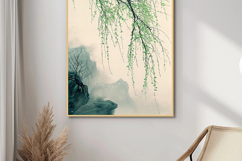 그림·사진 안개속 연두빛 그림 알루미늄액자 동양화 전통 수묵화 부모님 거실 서재 벽 인테리어 액자 오늘의집 쇼핑