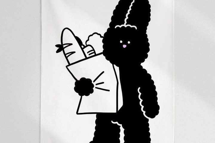 패브릭포스터 일러스트 드로잉 대형 패브릭포스터 원룸 벽 꾸미기 가리개커튼black Bunny 오늘의집 쇼핑
