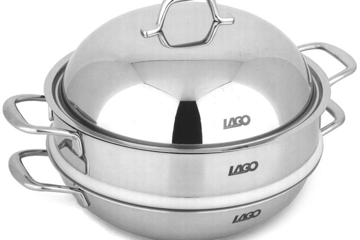 압력솥·찜솥 Lago 라고 스텐레스 엠보싱 통5중 찜기 32cm 파티웍 찜냄비 찜기냄비 0428 오늘의집 쇼핑
