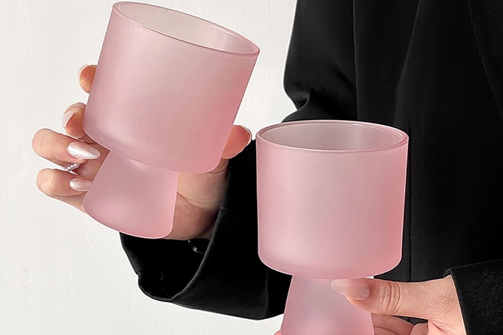 유리컵·물컵 해외 핑크 무광 유리 고블렛잔 매트 글라스 아이스 커피잔 230ml 오늘의집 쇼핑