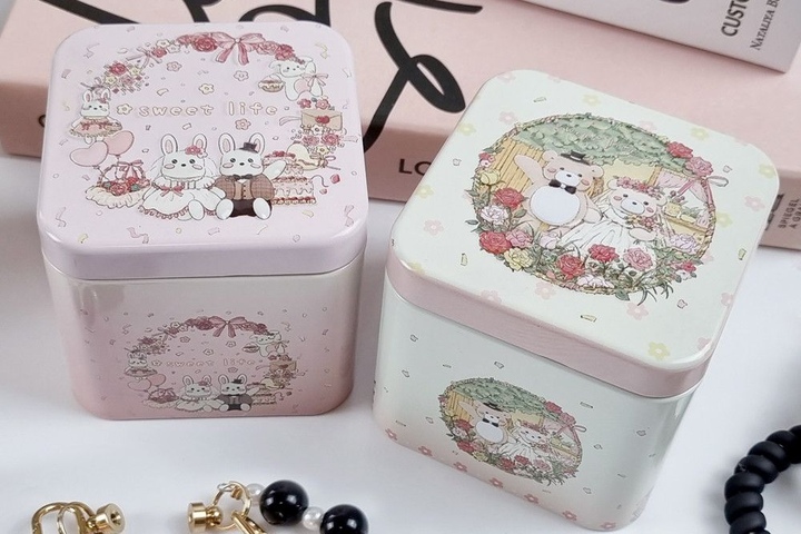 기타수납함 미니 정사각 틴케이스 악세사리함 정리함 머리끈 네일파츠 소품 보관함 철제 케이스 오늘의집 쇼핑