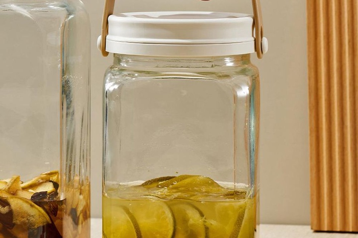밀폐용기·반찬통 르베르폴리세 브라운 핸들 유리 캐니스터 1300ml 오늘의집 쇼핑