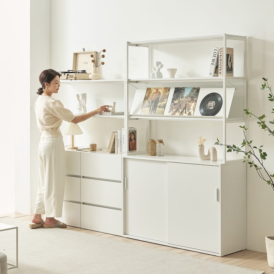 수납장 수납장 철제 선반 월플렉스 맘마존 거실 안방 주방 베란다 장식장 책장 슬림 높은 다용도 오늘의집 쇼핑