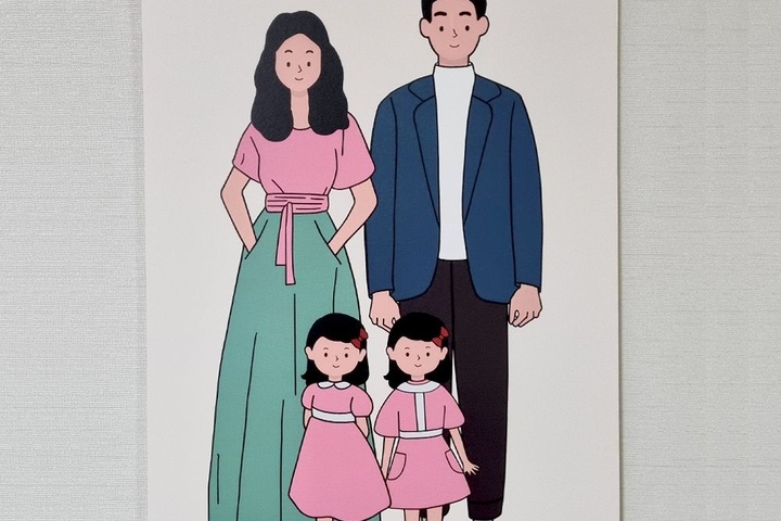 그림·사진 A3 가족딸쌍둥이 가족그림 인테리어그림 아이방그림 오늘의집 쇼핑