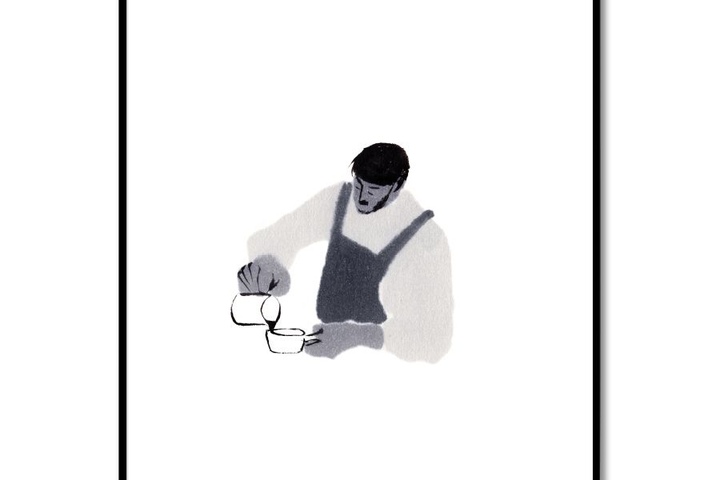 그림·사진 Draw Latte 수하 작가 감성 커피 바리스타 일러스트 그림 액자 오늘의집 쇼핑