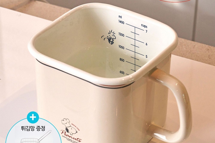냄비·뚝배기 스누피 법랑캐니스터 올인원 계량 손잡이 법랑냄비 15l 튀김망 증정 오늘의집 쇼핑