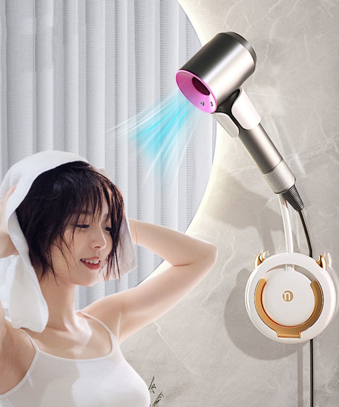 욕실선반·욕실정리 드라이기걸이 드라이 헤어드라이어 고데기 헤어드라이기 거치대 수납 욕실 무타공 홀더 화장대 오늘의집 쇼핑