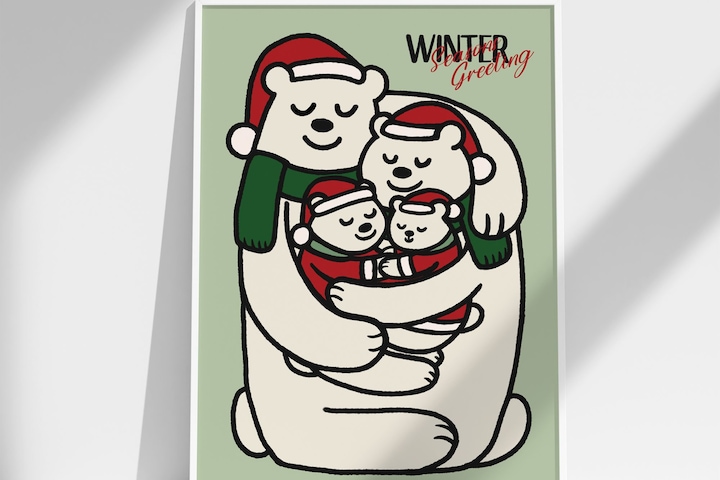 그림·사진 크리스마스 곰돌이 곰가족 세가족 네가족 산타 트리 일러스트 포스터 리뷰이벤트 오늘의집 쇼핑