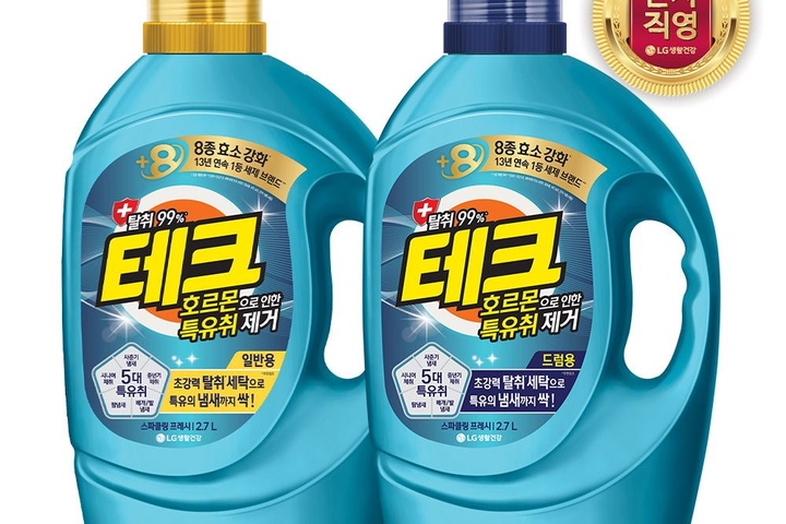 액체세탁세제 테크 호르몬 특유취 제거 실내건조 액체세제 용기 27l X 2개일반드럼 택1 오늘의집 쇼핑