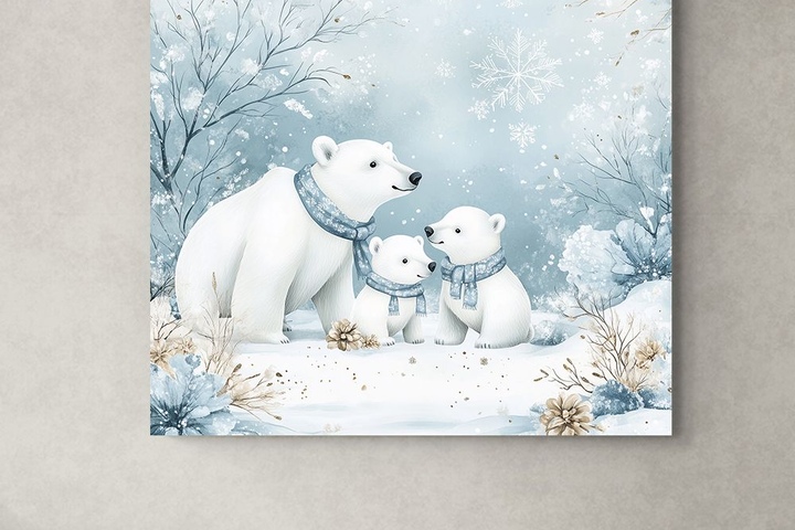 패브릭포스터·그림 눈꽃 곰가족 그림 캔버스액자 겨울 성탄절 크리스마스 흰곰 북극곰 거실 카페 인테리어 액자 오늘의집 쇼핑