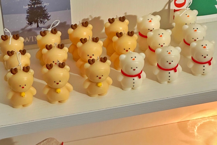 캔들 루돌프곰 눈사람곰 미니 캔들 크리스마스 캔들 향초 선물 연말 답례품 오늘의집 쇼핑