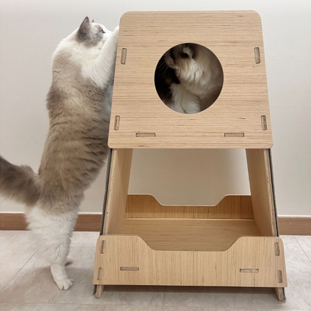 고양이 리빙 2층 A자 원목 고양이 스크래쳐 하우스 오늘의집 쇼핑