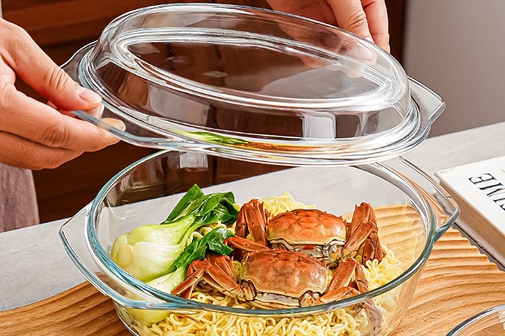 밀폐용기·반찬통 전자레인지 용기 내열유리 찜기 원형 그릇 뚜껑포함 2000ml 오늘의집 쇼핑