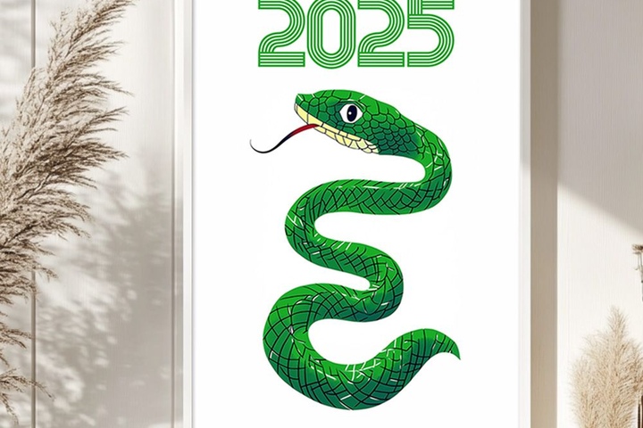 그림·사진 2025 녹색 뱀그림 알루미늄액자 새해 을사년 푸른뱀 뱀띠 포스터 일러스트 풍수 인테리어 오늘의집 쇼핑