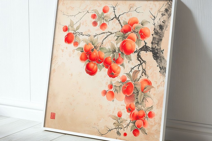 그림·사진 홍시의계절 그림 알루미늄액자 감 나무 재물운 결실 부와번창 풍수 지리 인테리어 액자 오늘의집 쇼핑